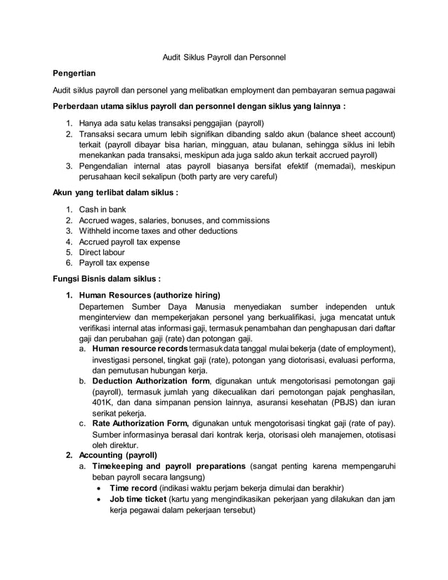 (Pert 7) bab 20 audit payroll and personnel cycles | DOCX