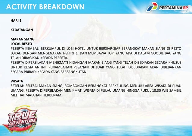 Proposal Pertamina True Adventure | PDF