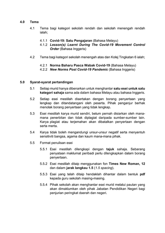 Pertandingan menulis esei bm bi (1) | PDF