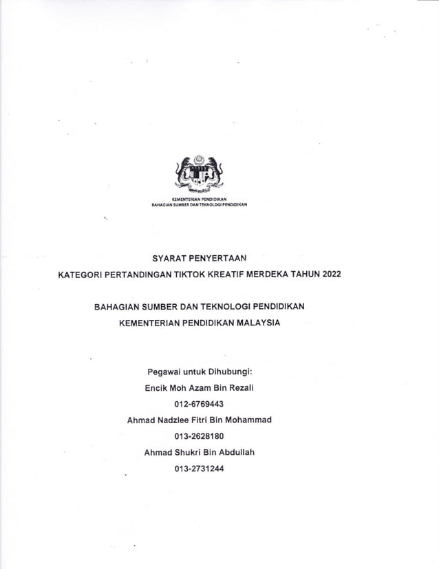 PERTANDINGAN TIK TOK MERDEKA SEMPENA SEMARAK MERDEKA TAHUN 2022 - PPD…