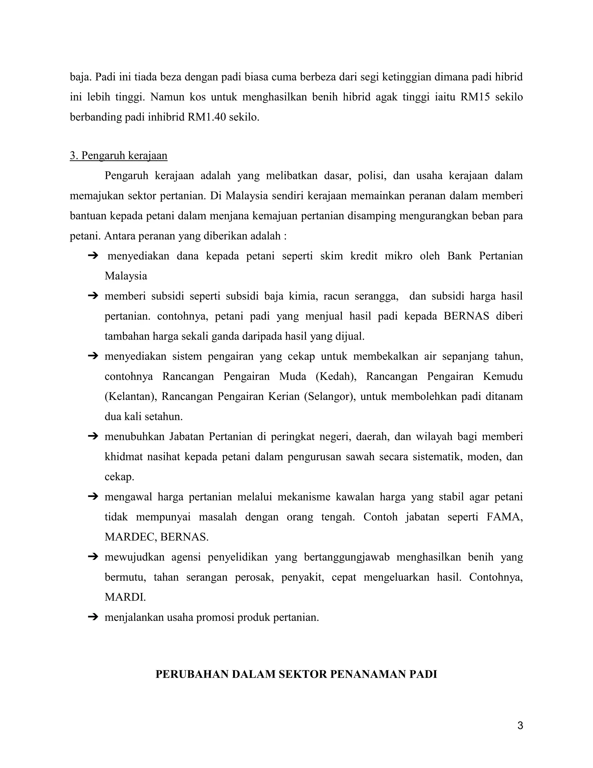 Asia Tenggara Dalam Transformasi : contoh pertanian padi Malaysia | PDF