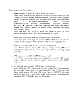 Pertanyaan dan jawaban presentasi teori organisasi | DOCX