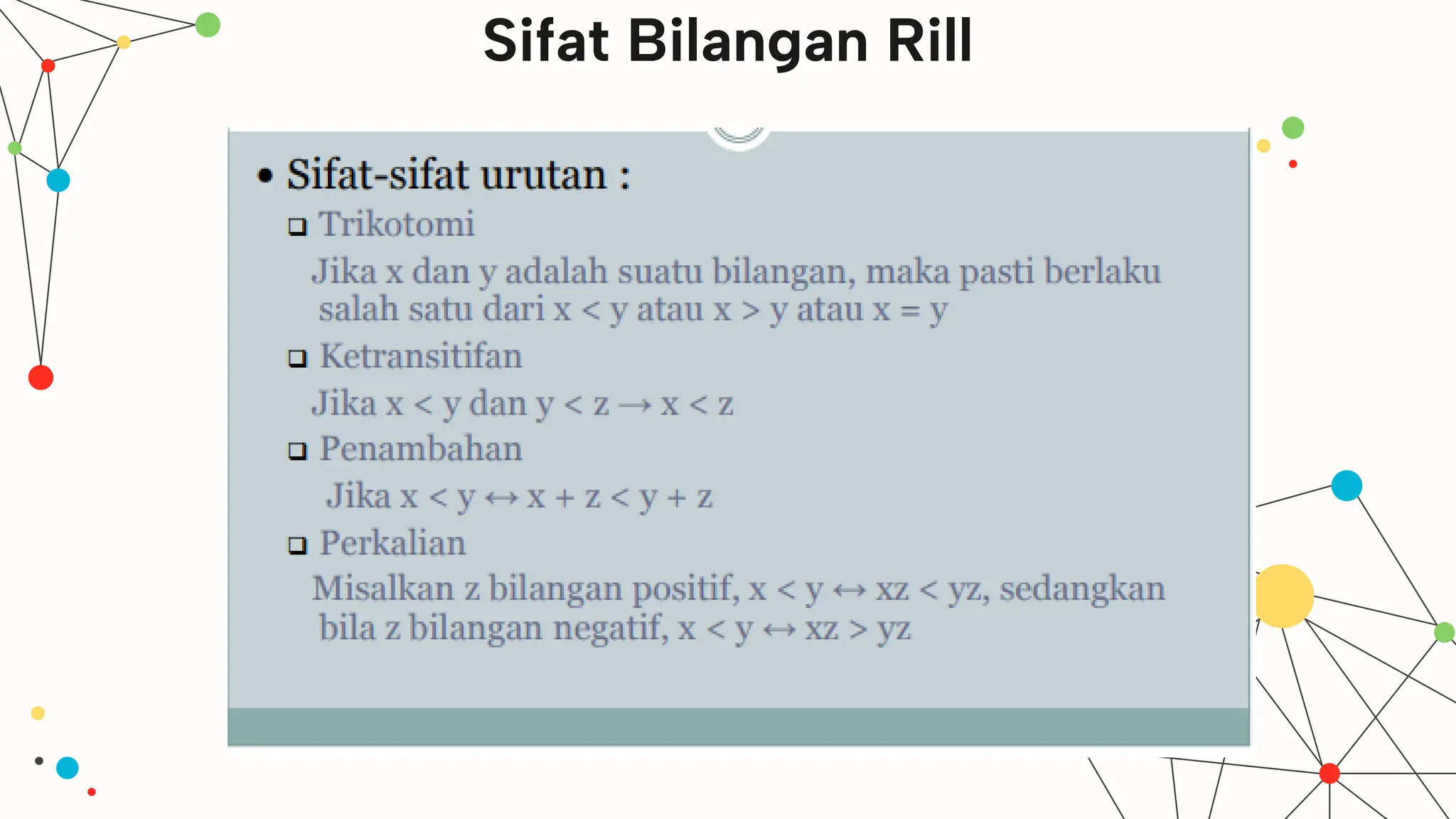 pertemuan pertama matematika dasar materi bilangan rill | PPT