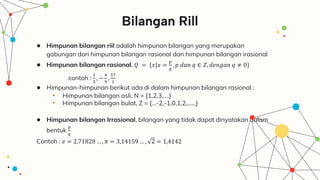 pertemuan pertama matematika dasar materi bilangan rill | PPT