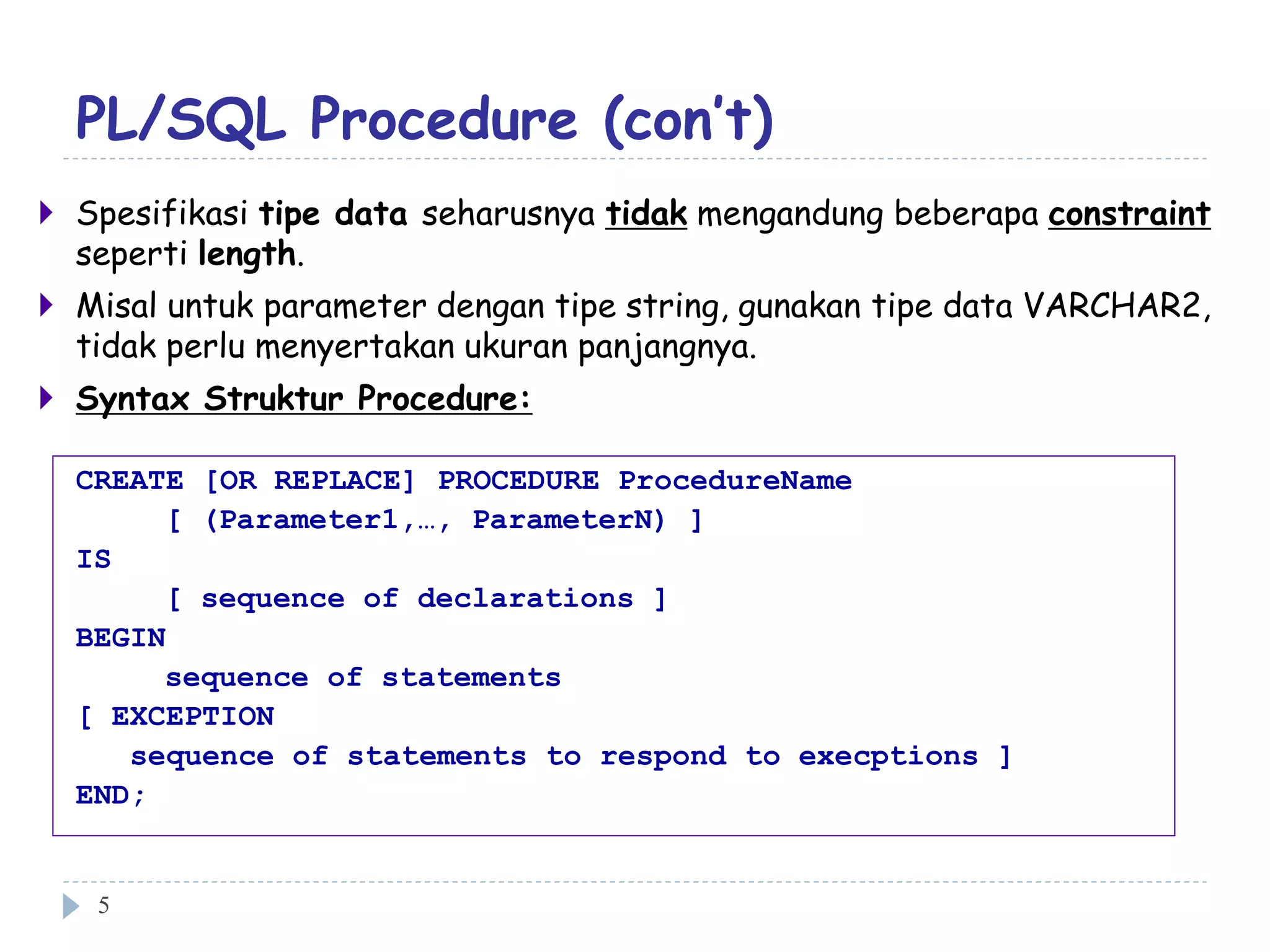 Pertemuan 09 (procedure dan function database) | PDF