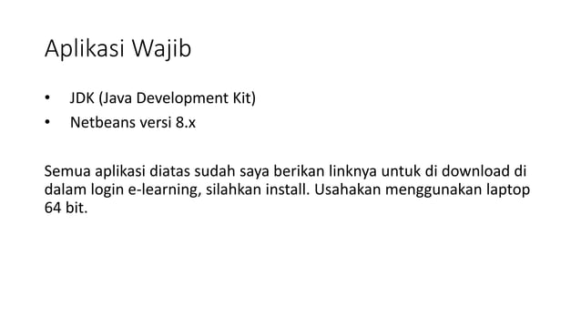 Pertemuan 1 - Pemrograman II - Netbeans | PPTX