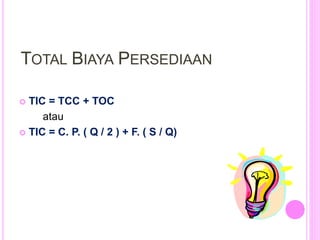 Model manajemen Persediaan kuantitatif ekonomi | PPT