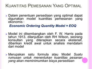 Model manajemen Persediaan kuantitatif ekonomi | PPT