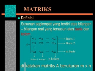 Notasi dan Operasi Dasar Matrik - Pertemuan 2 | PPT