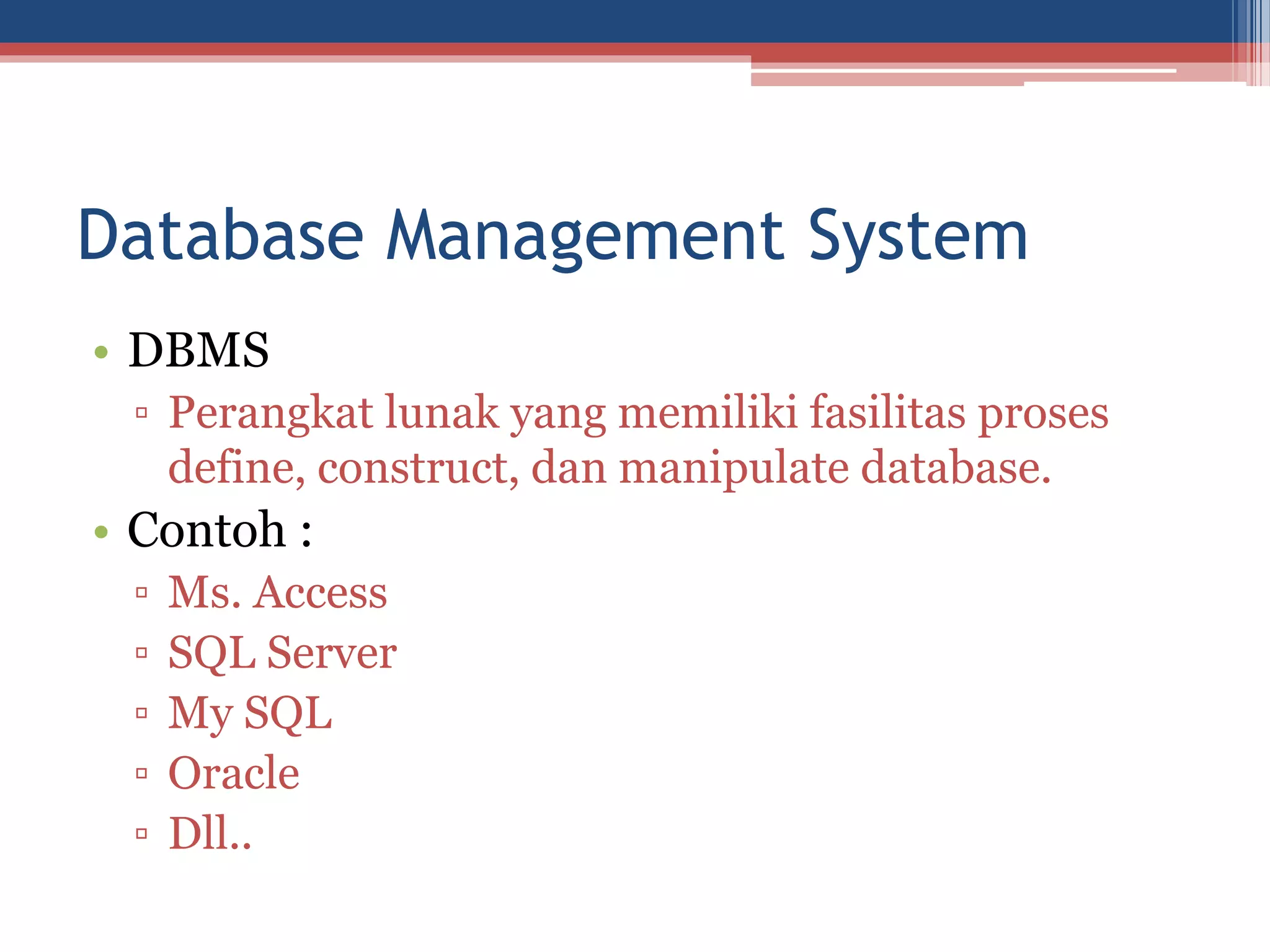 Database Introduction - Dasar Teori Basis Data | PPT