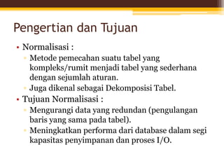 Database Introduction - Normalisasi Data | PPTX