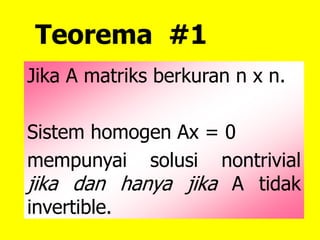 Sistem Homogen dan Invers-Matrik - Pertemuan 5. | PPTX