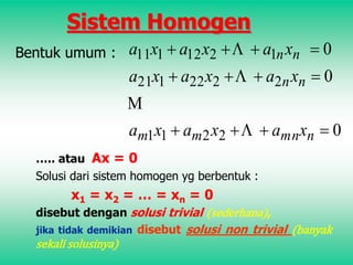 Sistem Homogen dan Invers-Matrik - Pertemuan 5. | PPTX