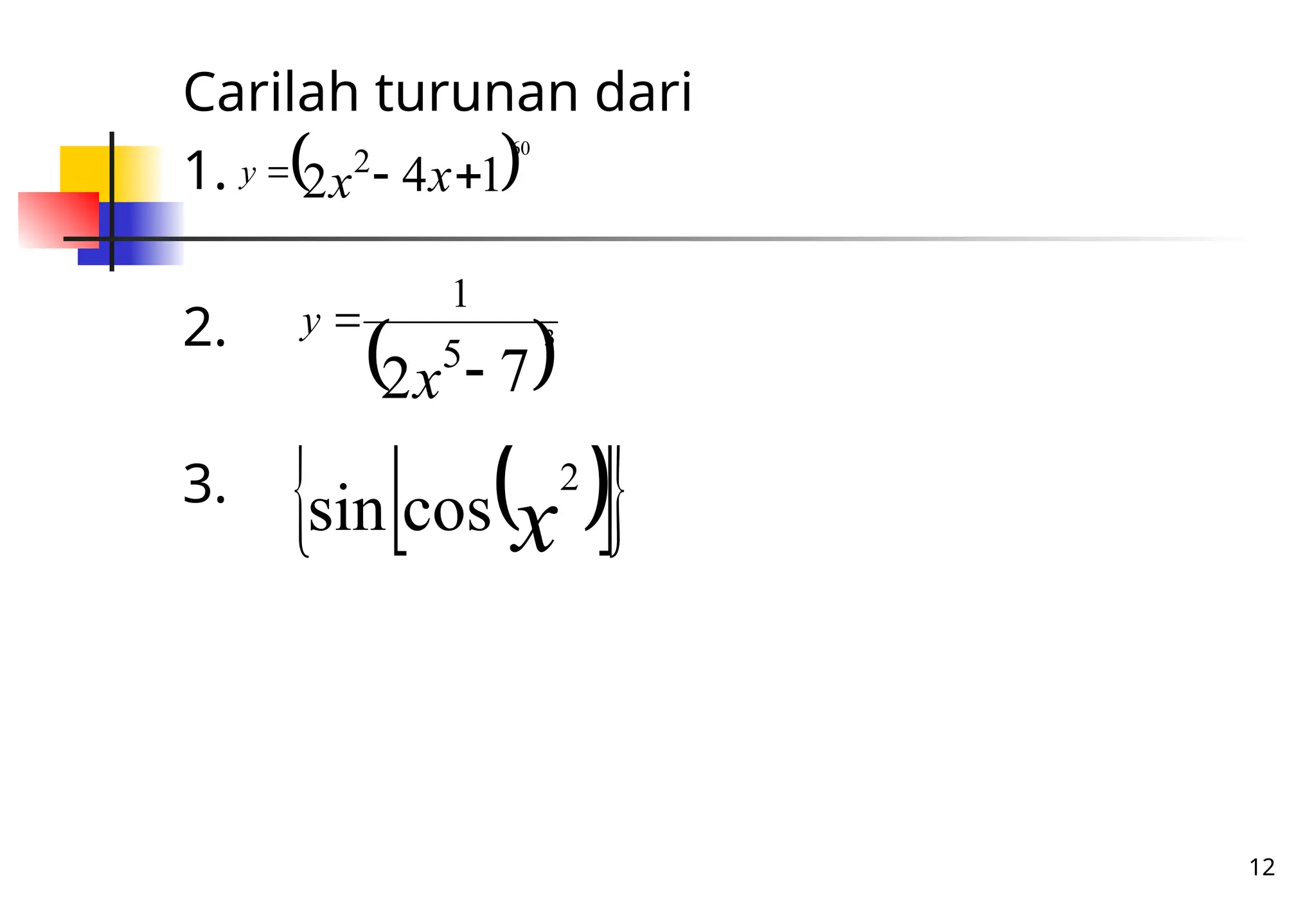Slide Turunan Fungsi Materi Kelas 12 MIPA | PPT
