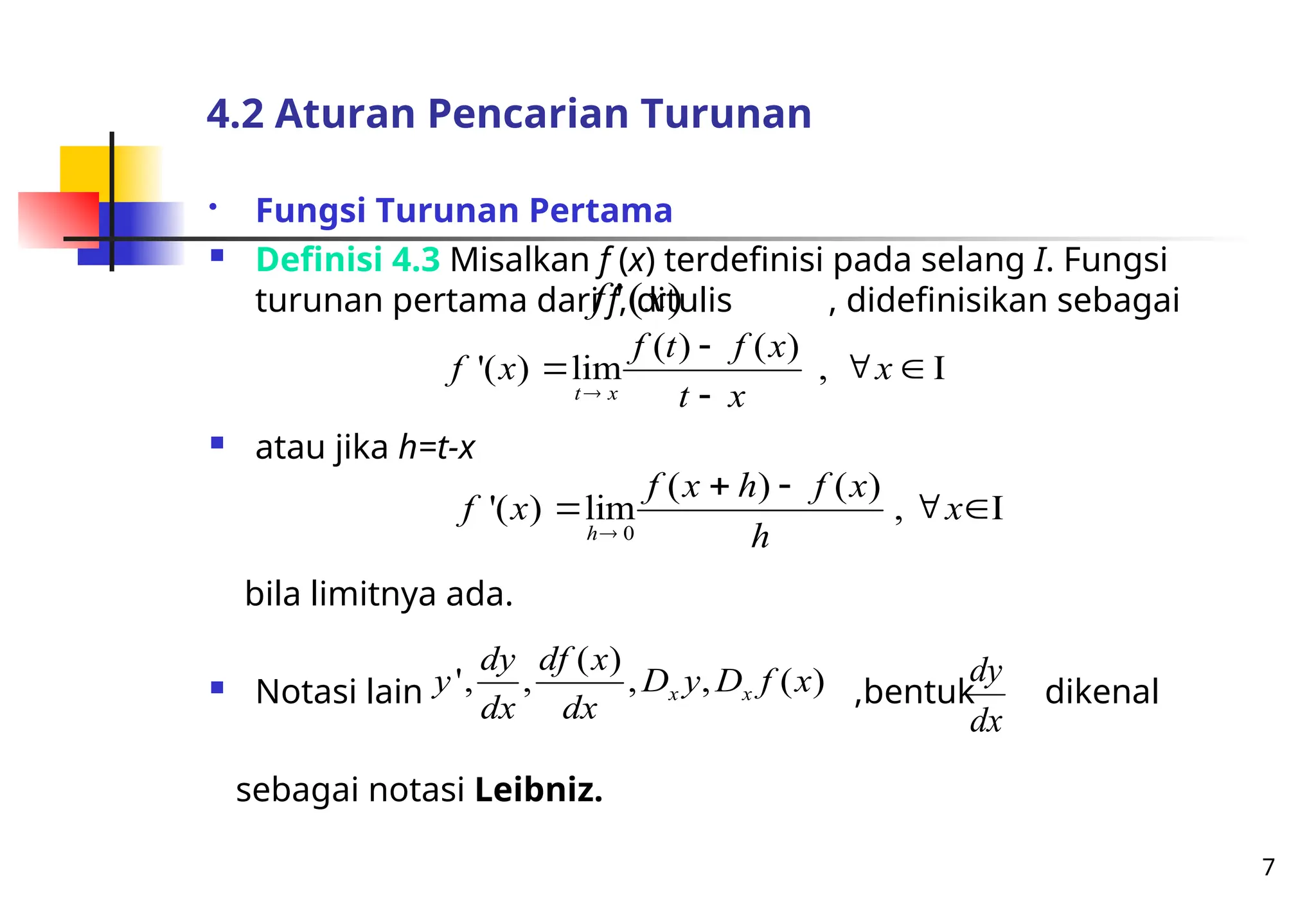 Slide Turunan Fungsi Materi Kelas 12 MIPA | PPT