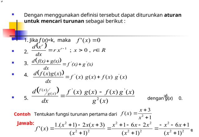 Slide Turunan Fungsi Materi Kelas 12 MIPA | PPT