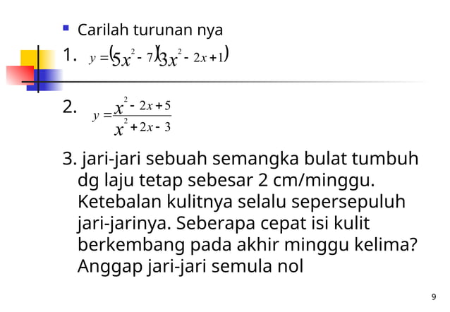 Slide Turunan Fungsi Materi Kelas 12 MIPA | PPT