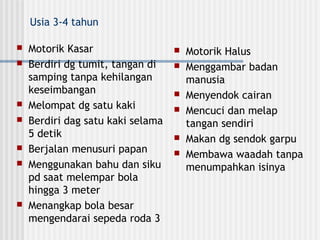 Perkembangan motorik anak usia dini sesuai tahapan usia | PPT