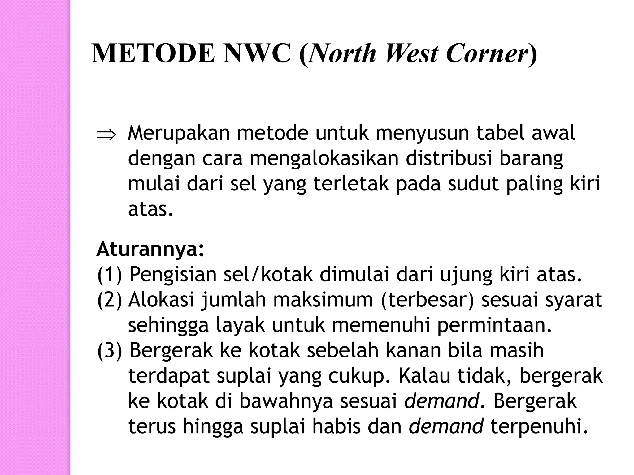 Pertemuan 6 Model Transportasi teknik industri | PPTX