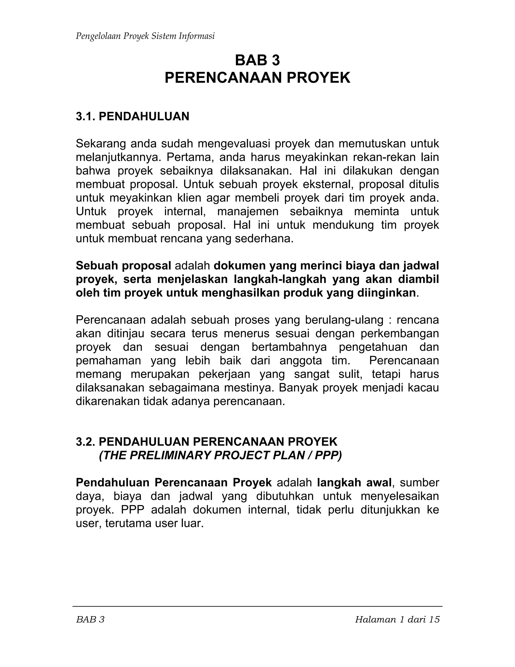 Pertemuan 03 perencanaan proyek | PDF