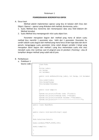 Laporan Praktikum Pertemuan 1, PBO | DOCX