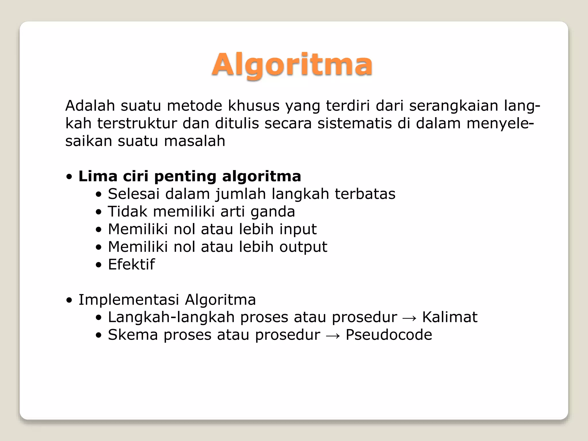 Pertemuan 1 algoritma | PPT