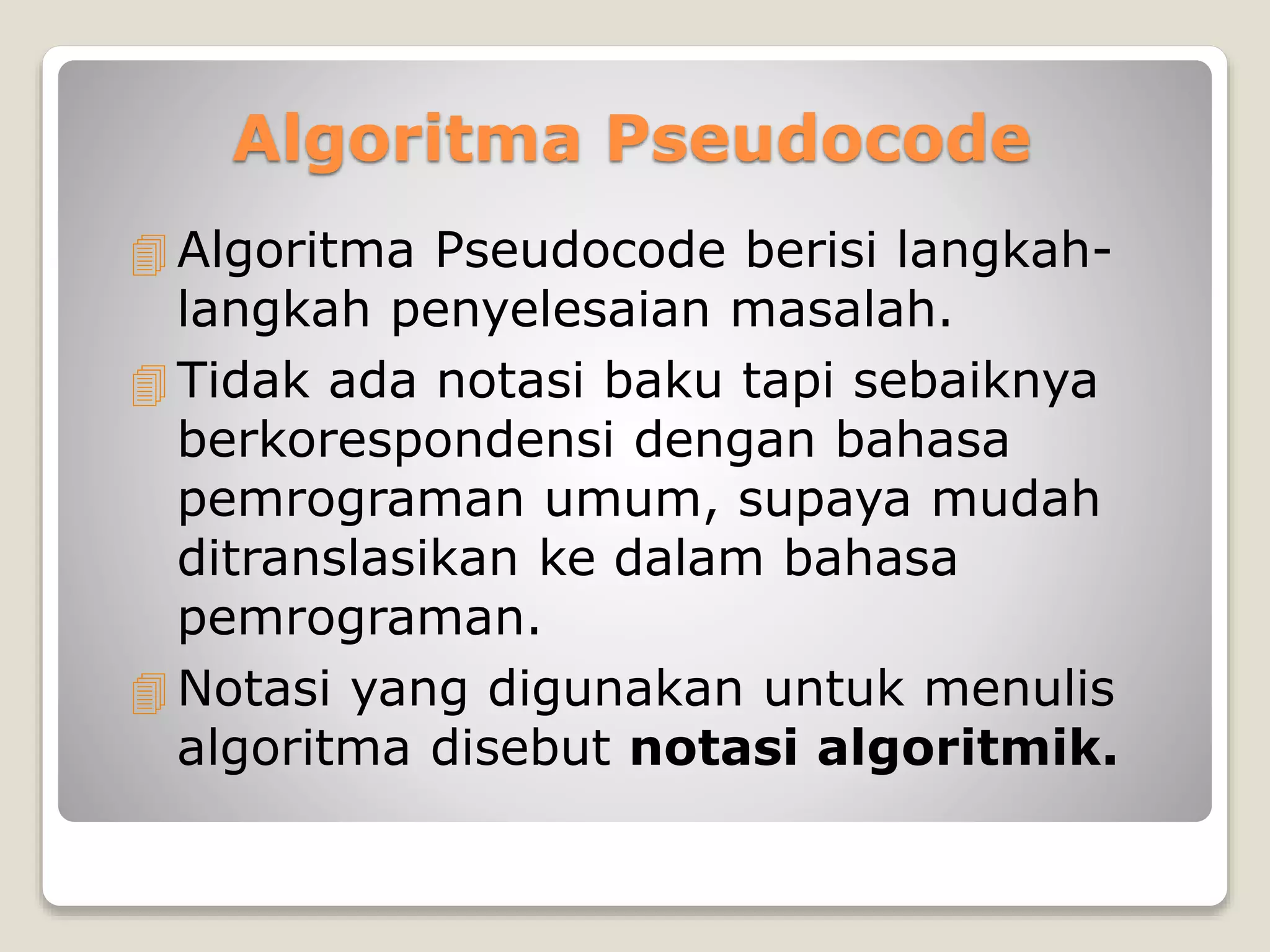 Pertemuan 1 algoritma | PPT