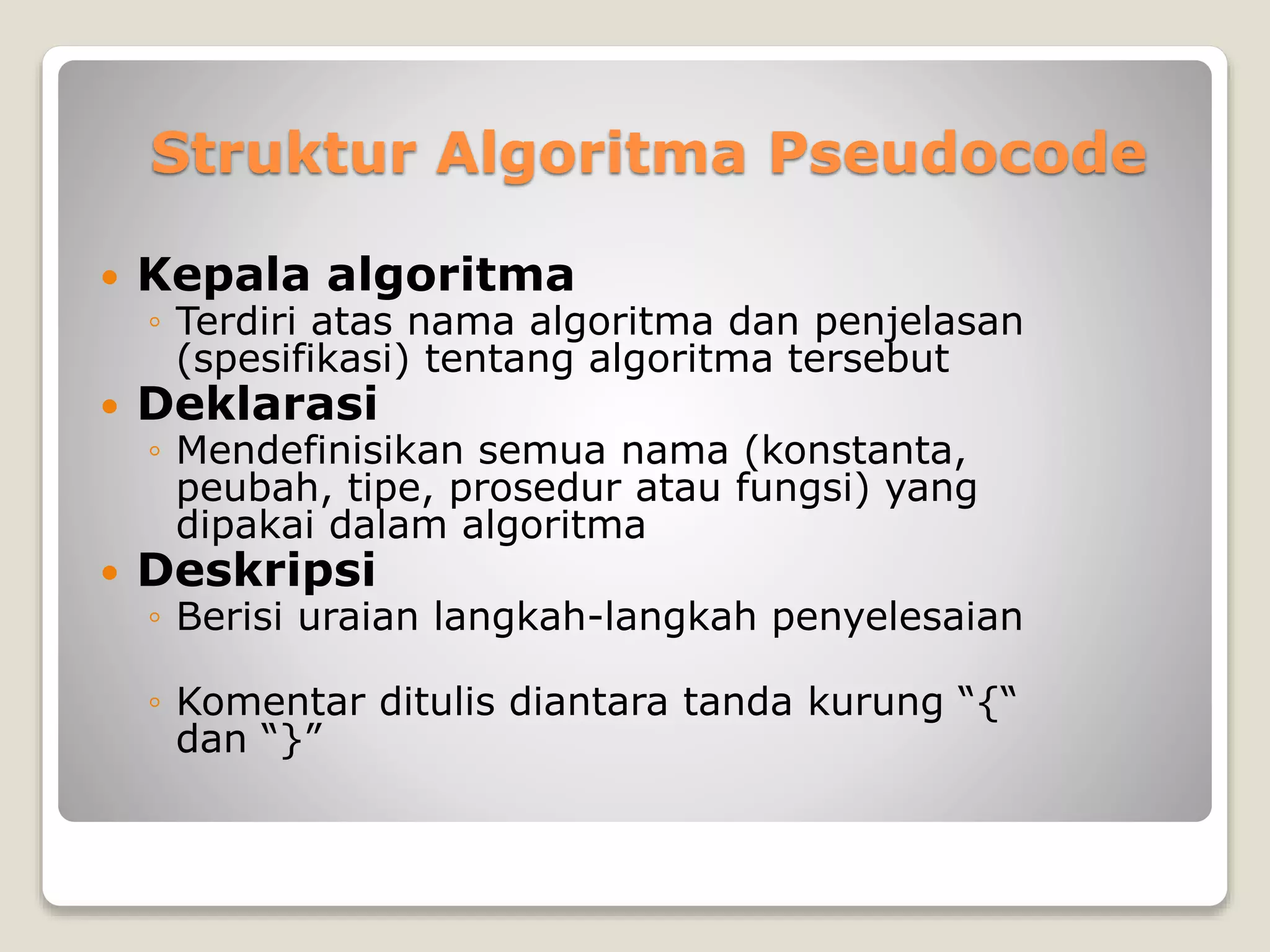 Pertemuan 1 algoritma | PPT