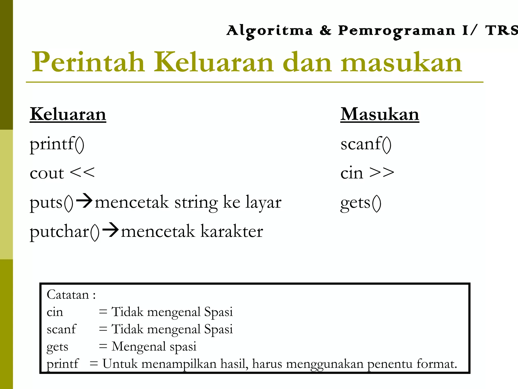 Pertemuan 1 : Algoritma & Pemrograman | PPT