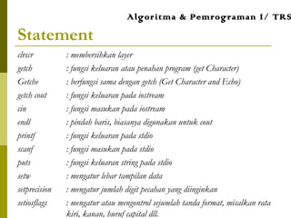 Pertemuan 1 : Algoritma & Pemrograman | PPT