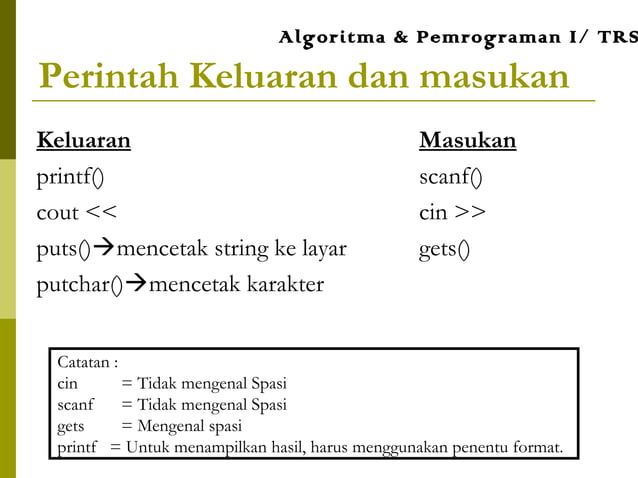 Pertemuan 1 : Algoritma & Pemrograman | PPT