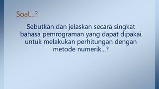 Metode Numerik Hybrid, pertemuan pertama | PPTX