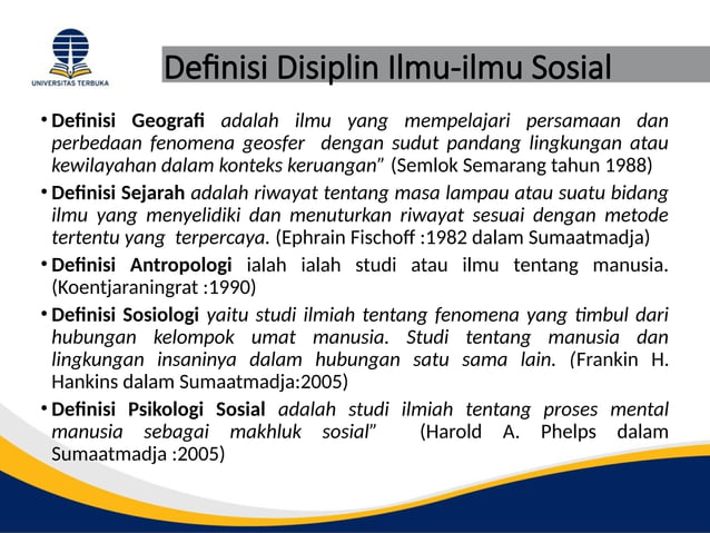 Pertemuan 1 Konsep Dasar IPS Universitas Terbuka | PPT