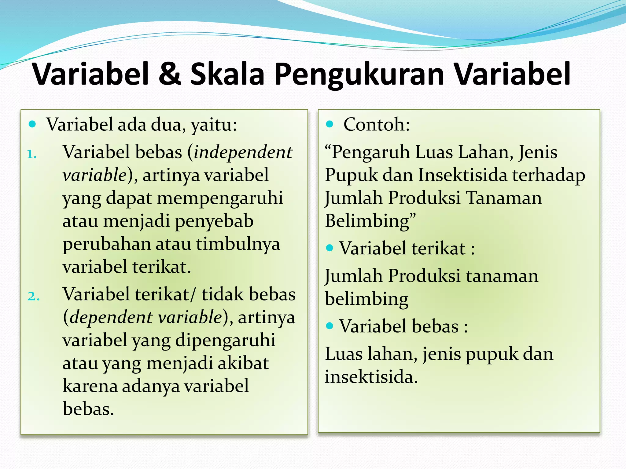 Pertemuan 1 data & skala pengukuran variabel | PPTX