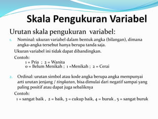Pertemuan 1 data & skala pengukuran variabel | PPTX