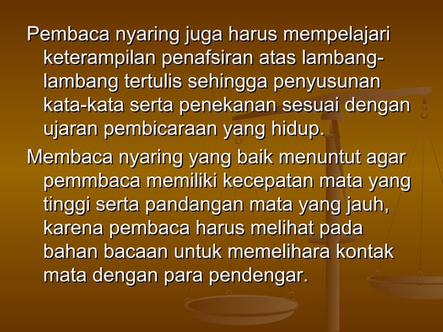 Membaca Pemahaman dan Membaca Nyaring | PPT