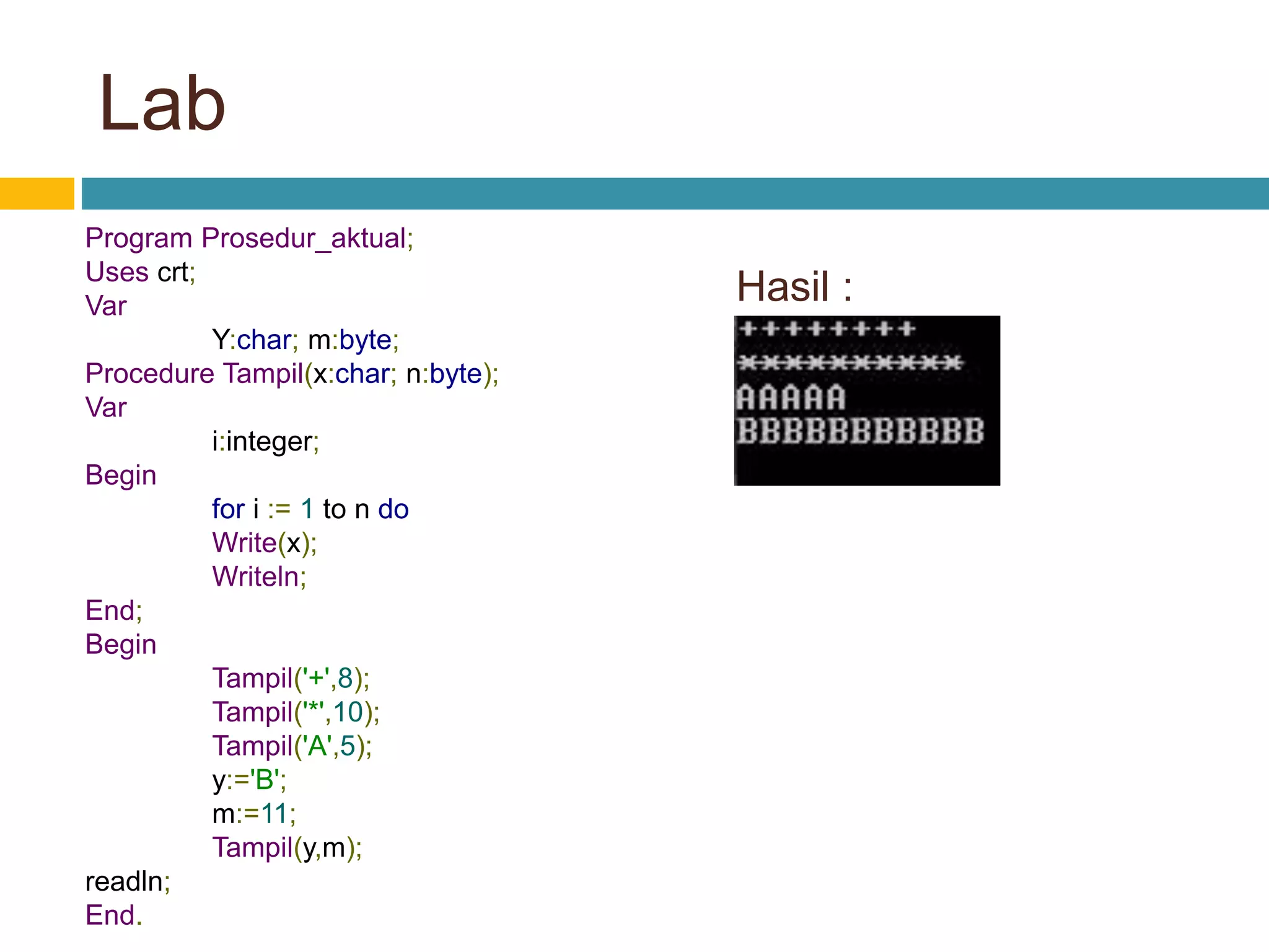 Procedure dalam Pascal | PPTX