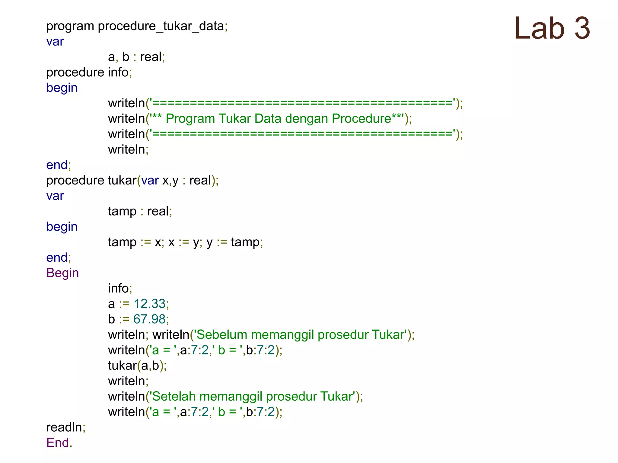 Procedure dalam Pascal | PPTX