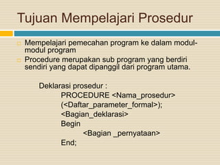 Procedure dalam Pascal | PPTX
