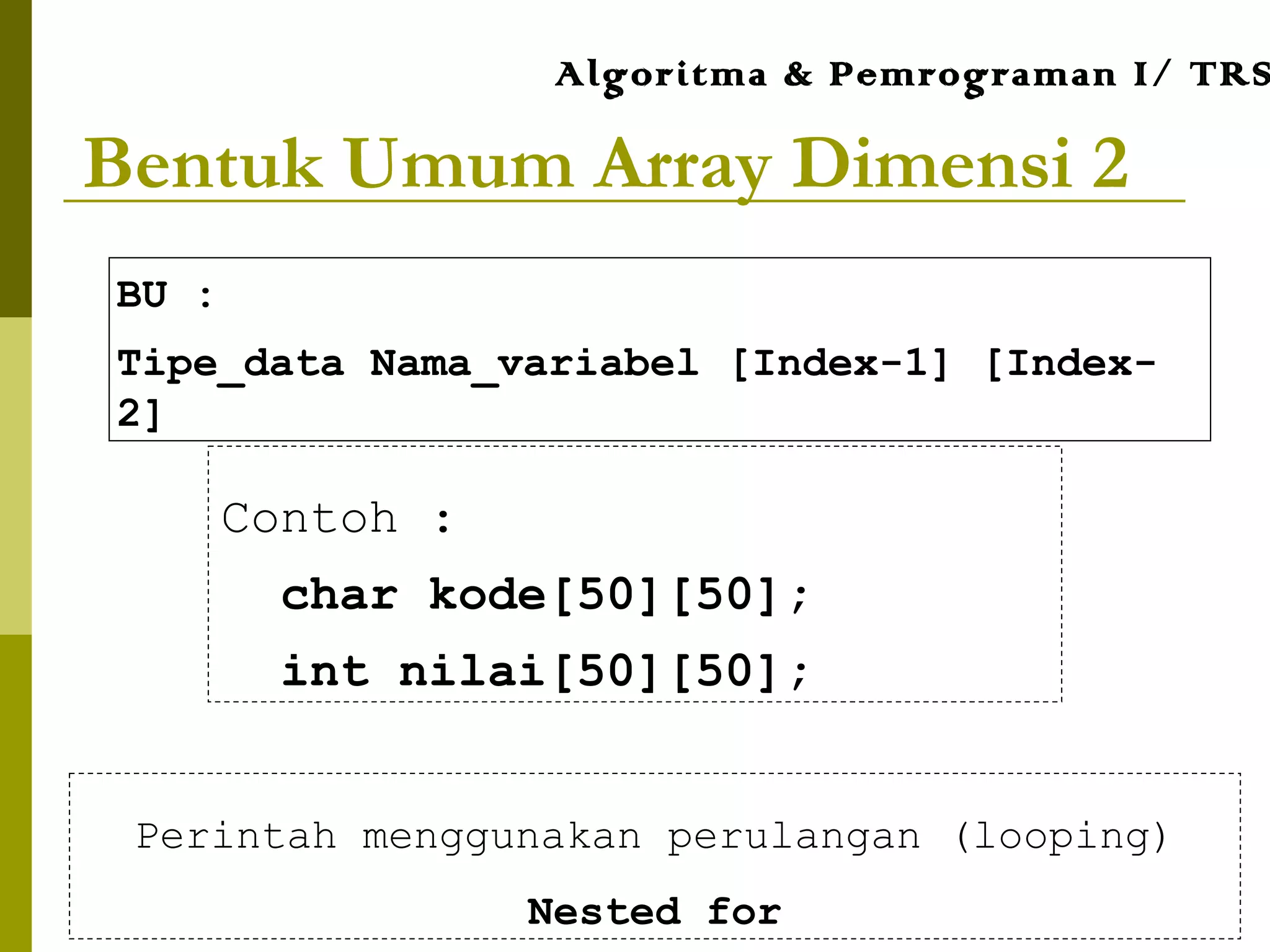 Pertemuan 10 : Algoritma & Pemrograman | PPT