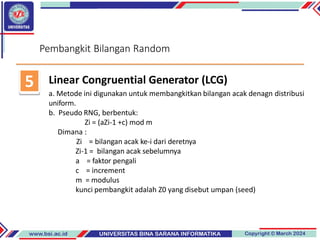 Simulasi bilangan acak Pembangkit bilangan random | PDF