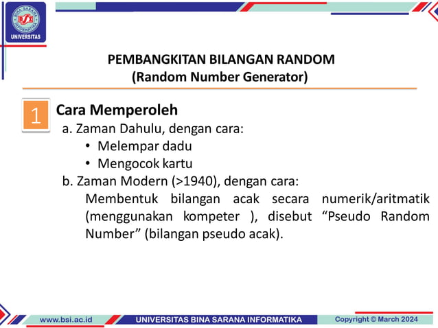 Simulasi bilangan acak Pembangkit bilangan random | PDF