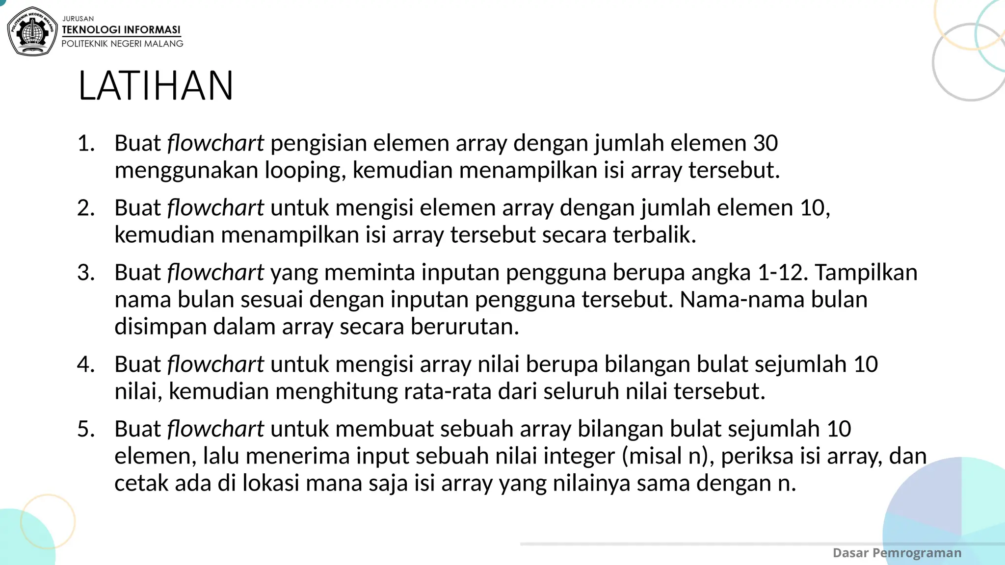 Pertemuan 10 - Array 1 Dimensi (Team Teaching Dasar Pemrograman - 2024 ...