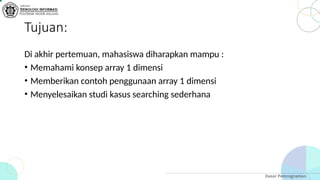 Pertemuan 10 - Array 1 Dimensi (Team Teaching Dasar Pemrograman - 2024) | PPTX