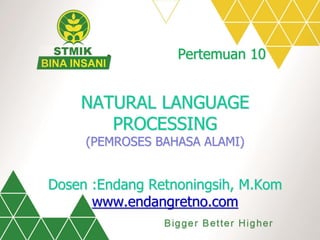 Pertemuan 10 Natural Language Processing | PDF
