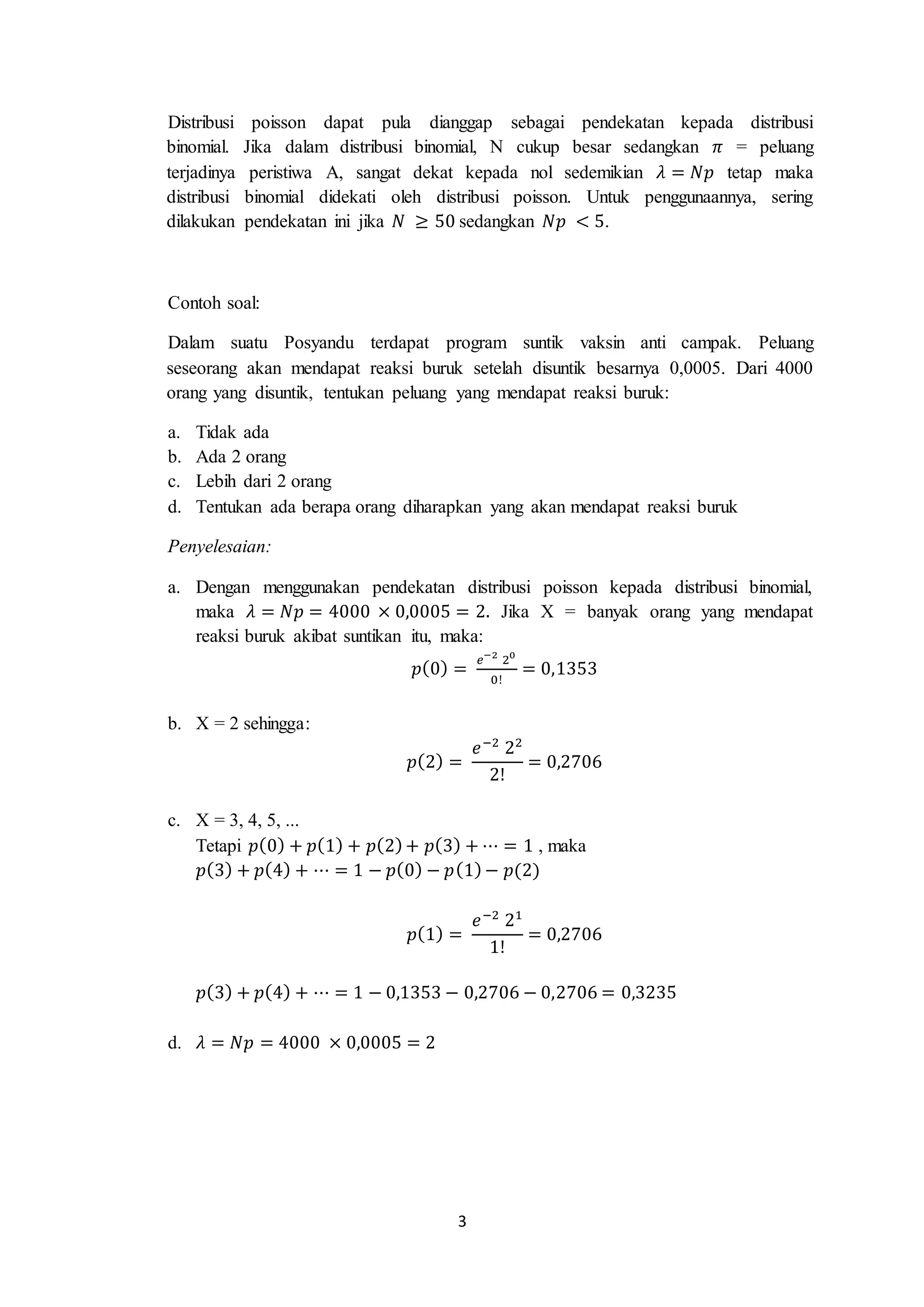 Pertemuan 10 (distribusi binomial, poisson, distribusi normal) edit | DOCX