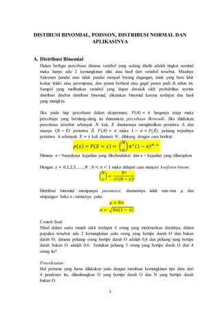 Pertemuan 10 (distribusi binomial, poisson, distribusi normal) edit | DOCX