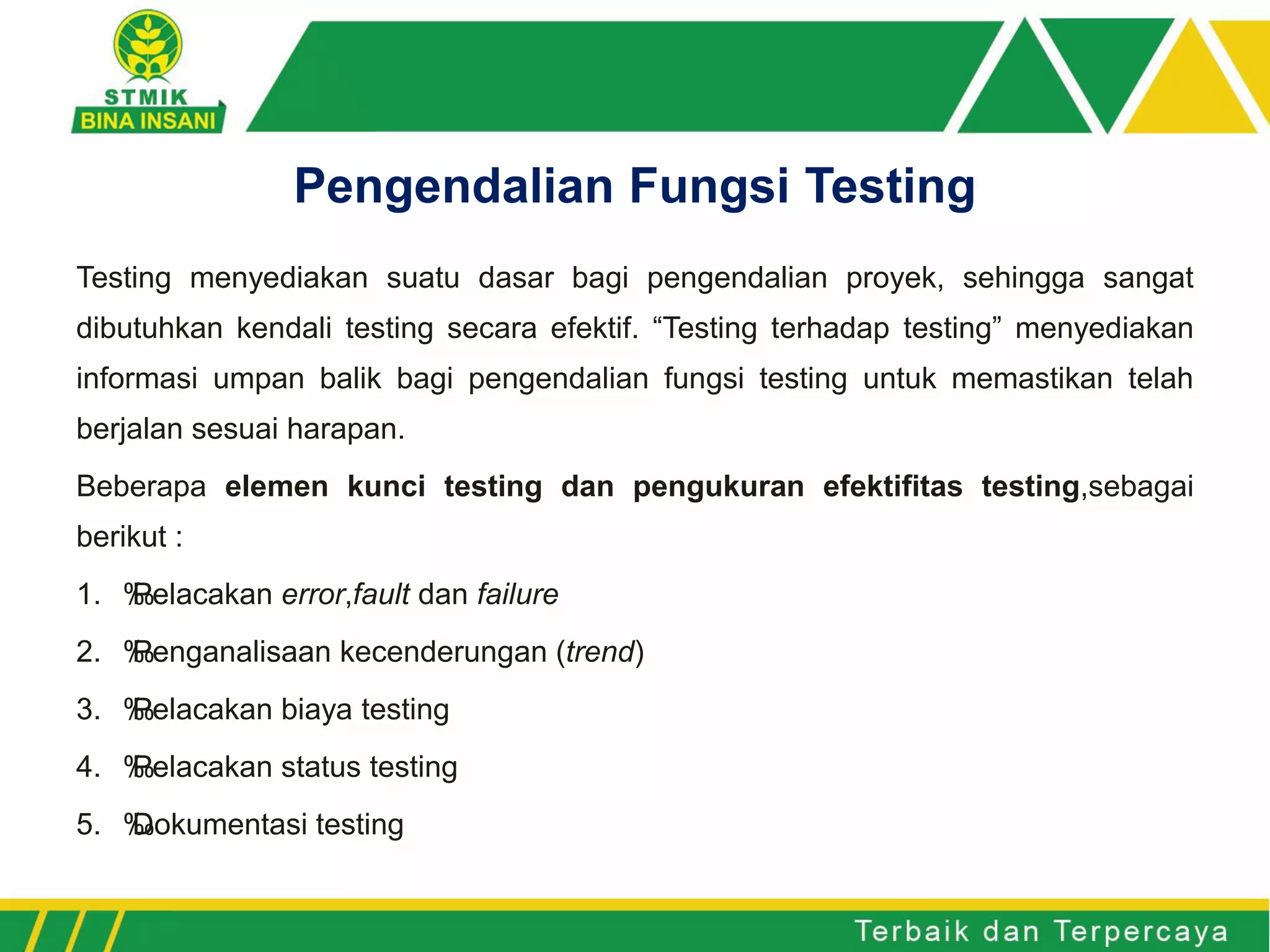Pertemuan 10 Manajemen Fungsi Testing | PDF