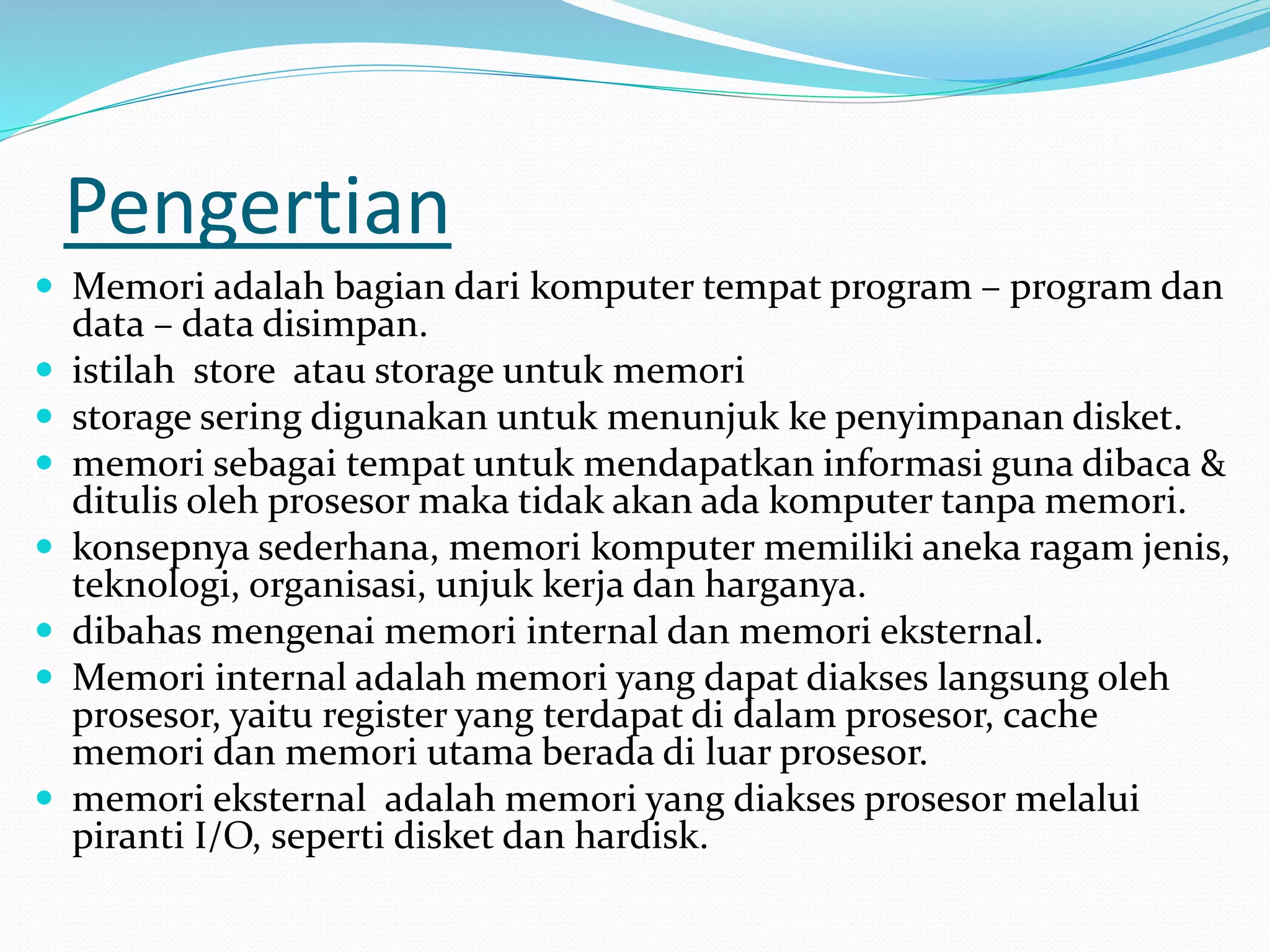 Pertemuan 10 memory | PPTX
