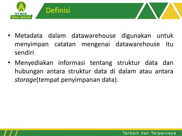 Pertemuan 10 Metadata Datawarehouse Ppt